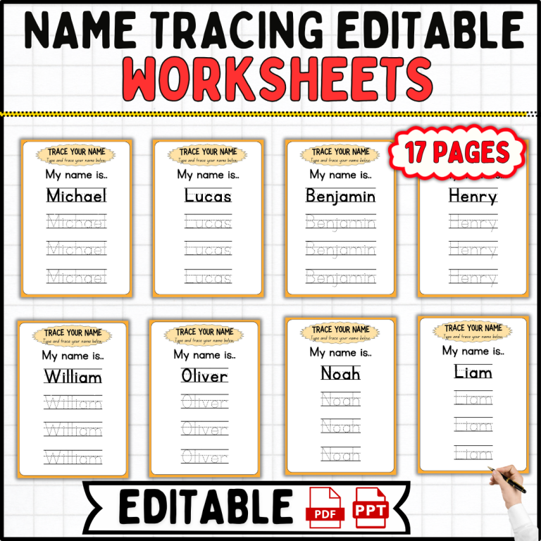 Name Tracing Practice | Editable Handwriting Worksheets | PreK-1st ...