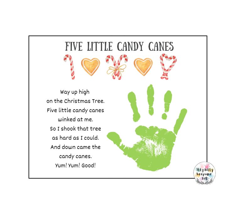 Five Little Candy Canes Handprint Art Craft Printable Template / Winter ...
