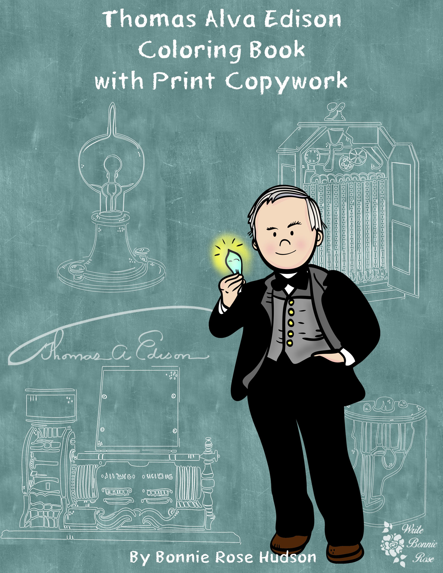 Thomas Alva Edison Coloring Book with Print Copywork | Made By Teachers