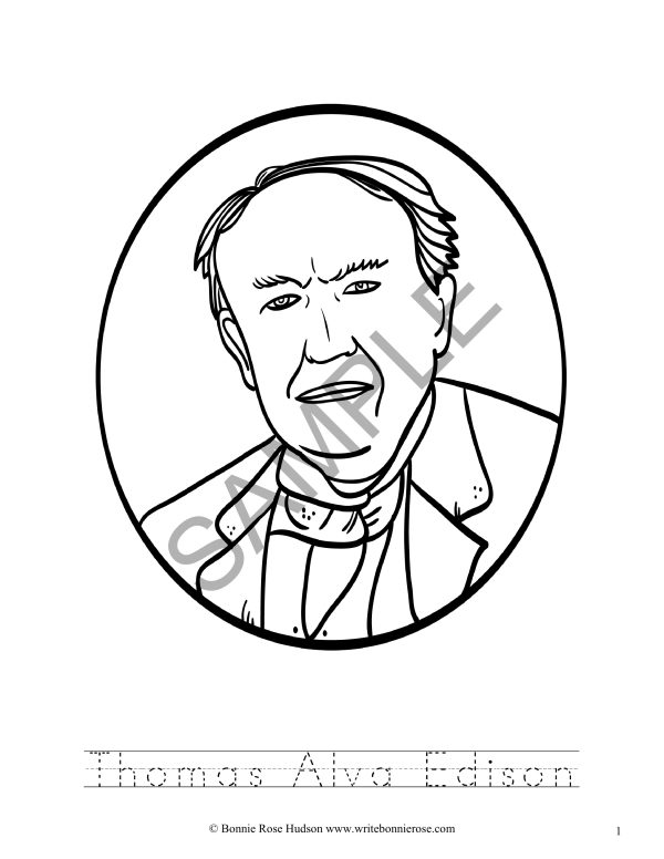 Thomas Alva Edison Coloring Book with Print Copywork | Made By Teachers