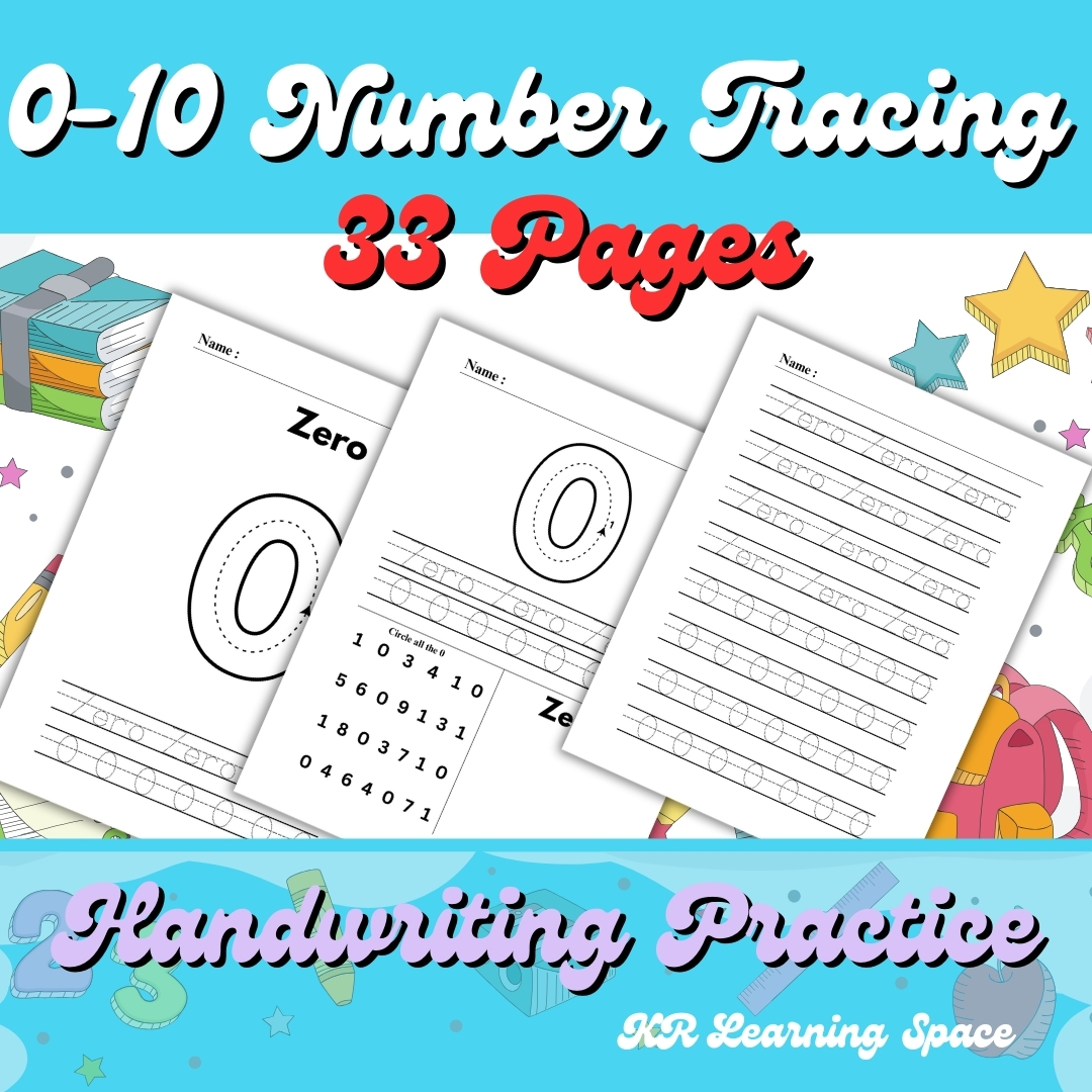 1-10 Number Tracing, Preschool Worksheet Printable, Handwriting ...