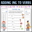 Adding ing to Verbs Grammar Worksheet - ing Endings Activity Book for ...