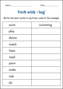 Adding ing to Verbs Grammar Worksheet - ing Endings Activity Book for ...