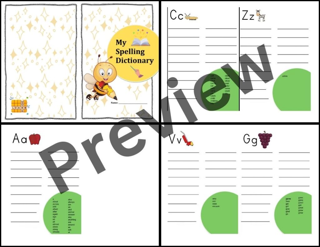 My Spelling Dictionary Folded Book | Personal Spelling Dictionary Word ...