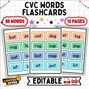 CVC Words Flashcards | Phonics Reading Practice | K-1st Grade Literacy ...