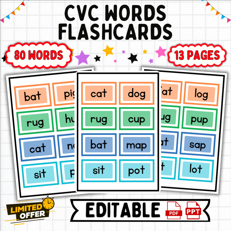 CVC Words Flashcards | Phonics Reading Practice | K-1st Grade Literacy ...