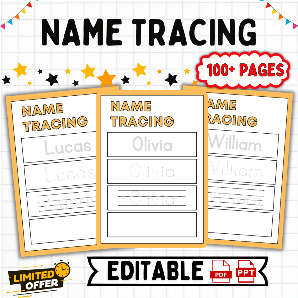 Editable Name Tracing Worksheets | PreK-1st Grade | Fine Motor Skills ...