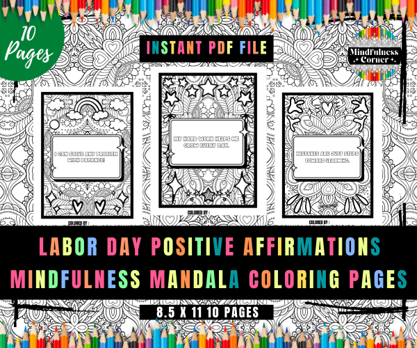 Labor Day Coloring Sheets Positive Affirmations & Mindset Growth ...