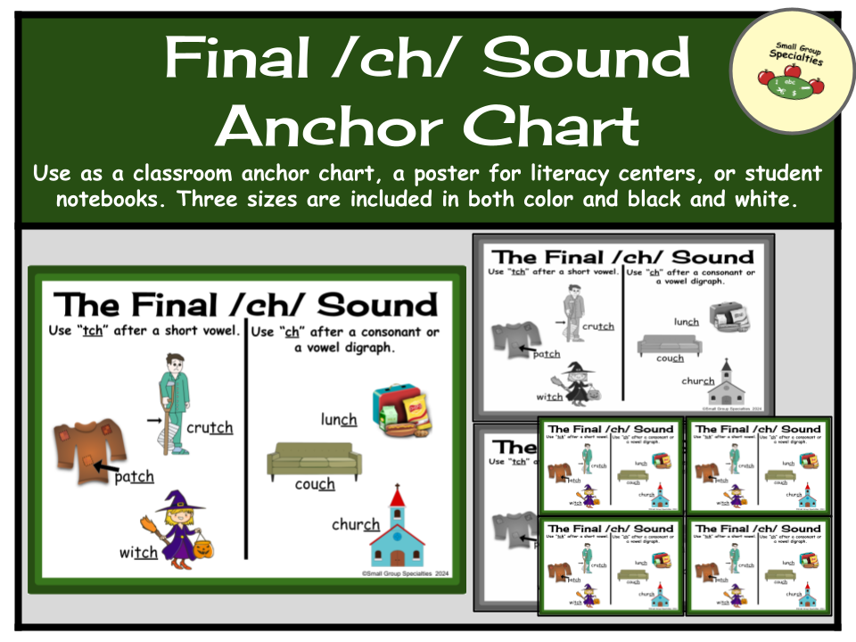 Phonics Anchor Chart - Final /ch/ With -ch & -tch | Made By Teachers