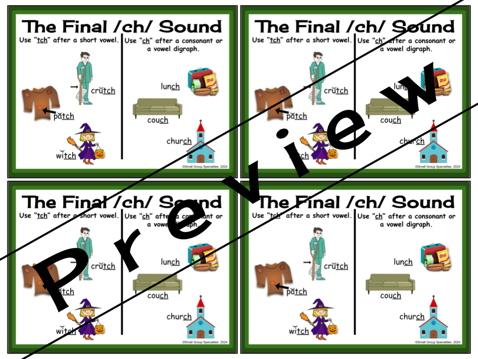 Phonics Anchor Chart - Final /ch/ With -ch & -tch | Made By Teachers