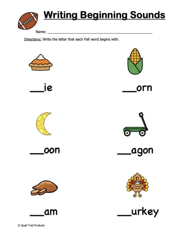 BEGINNING SOUNDS Fall | Autumn Worksheets and Learning Activities ...