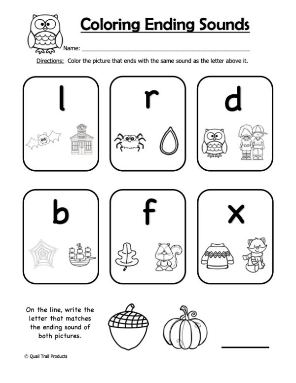 ENDING SOUNDS Fall | Autumn Worksheets and Learning Activities - Made ...