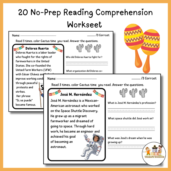Hispanic Heritage Month Reading Comprehension Passages & Question K-2 ...