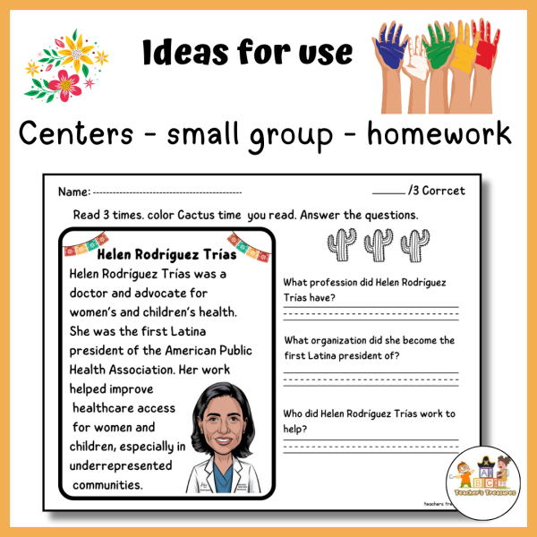 Hispanic Heritage Month Reading Comprehension Passages & Question K-2 ...