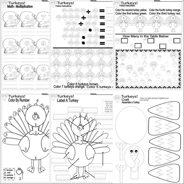 Turkey Worksheets Language Arts SPED Math Writing Themed NO PREP ...