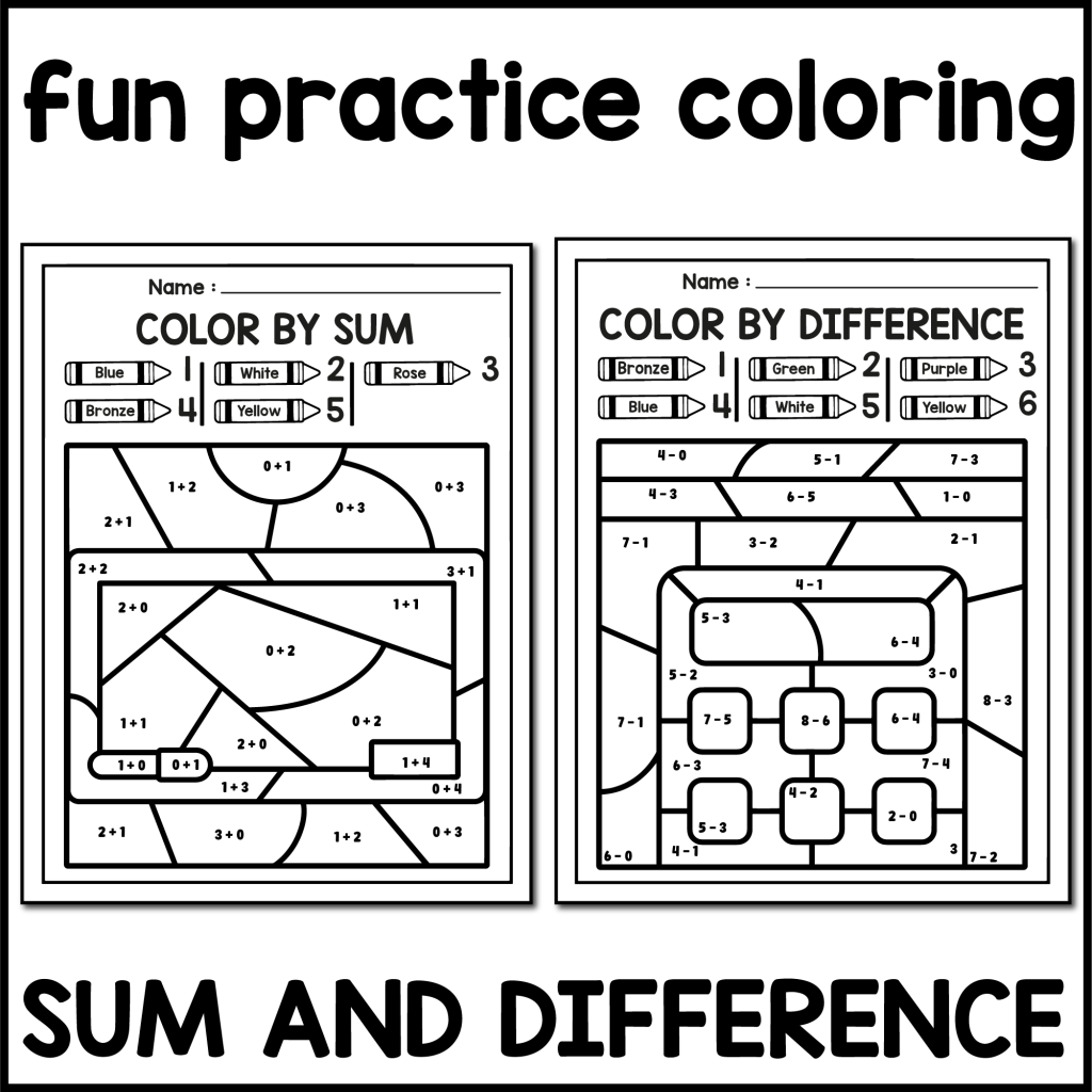 Back to School Color By Number Addition and Subtraction Practice Within ...