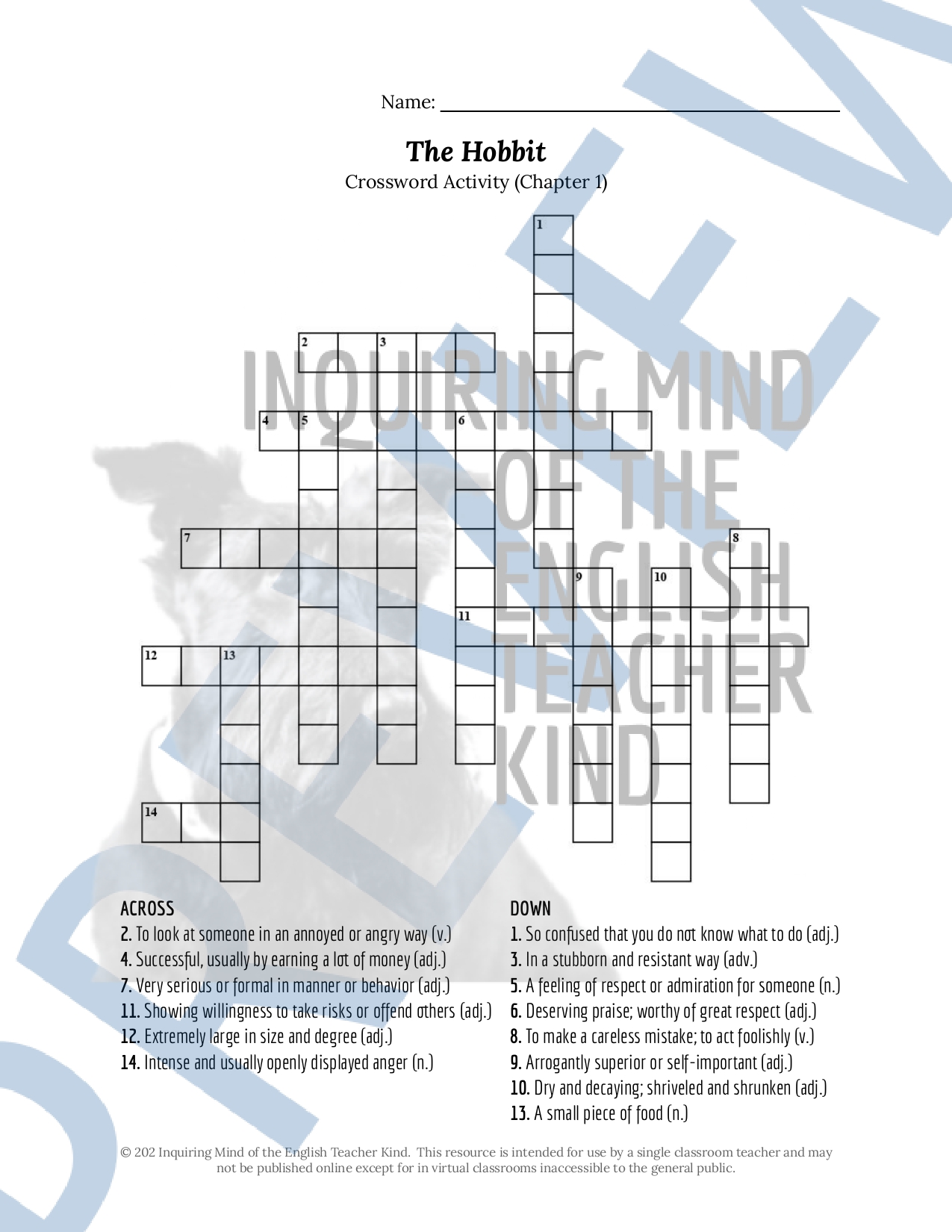 The Hobbit Quiz, Close Reading, and Vocabulary Games Bundle (Chapters 1 ...