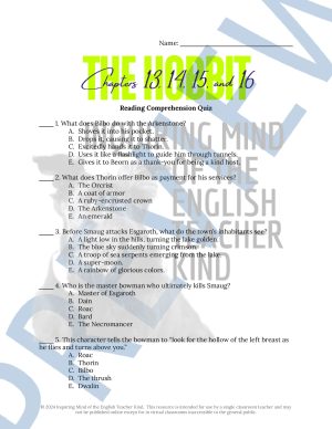 The Hobbit Quiz, Close Reading, and Vocabulary Games Bundle (Chapters ...