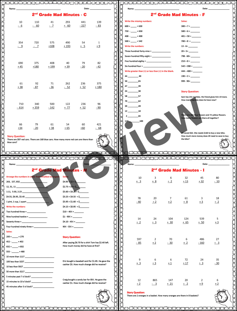 1st, 2nd, 3rd & 4th Grade Math Review | Multiplication, Division ...