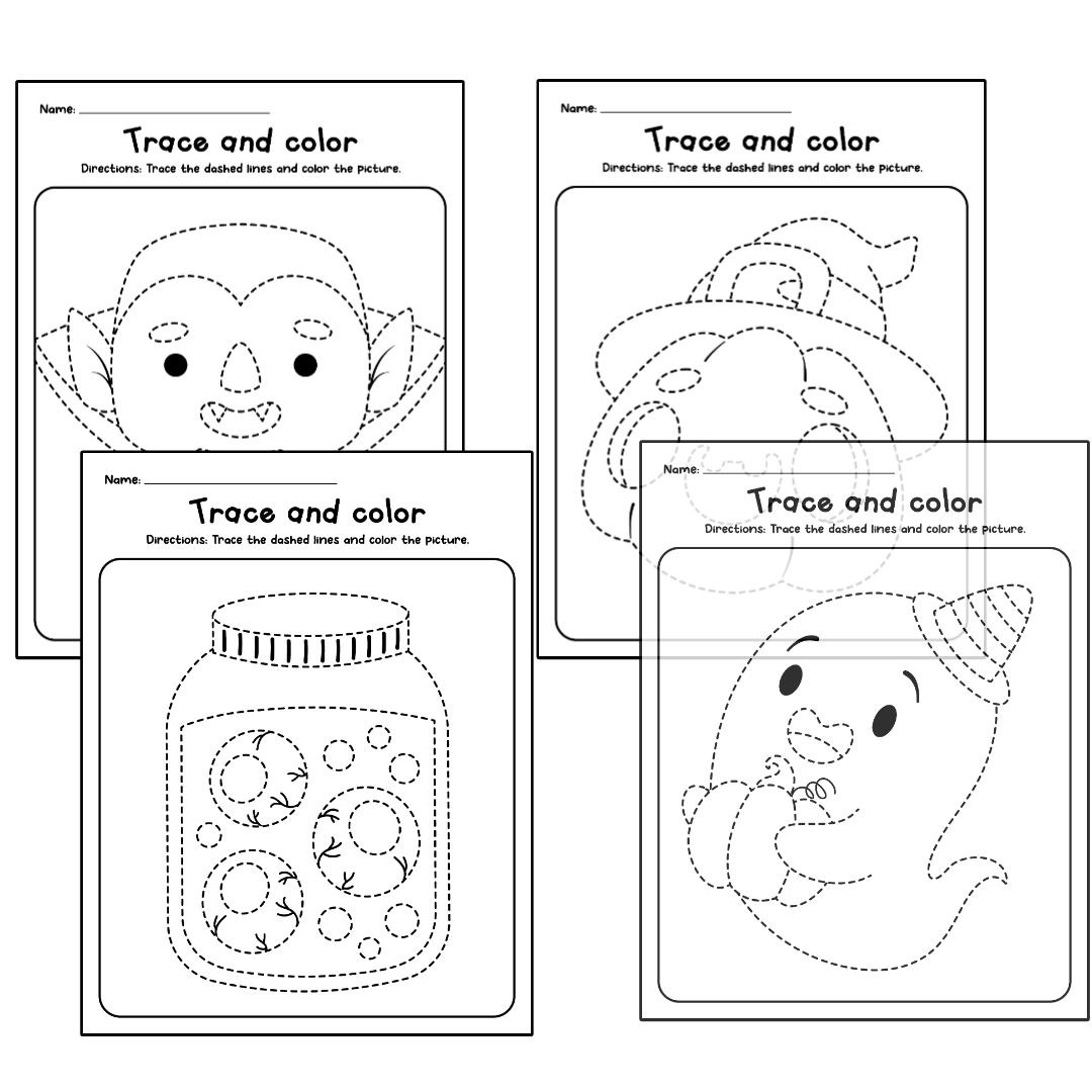 Halloween Trace and Color Printables | Made By Teachers
