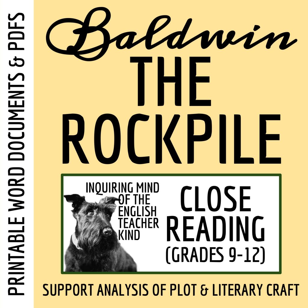 "The Rockpile" by James Baldwin Close Reading Analysis Worksheet for ...