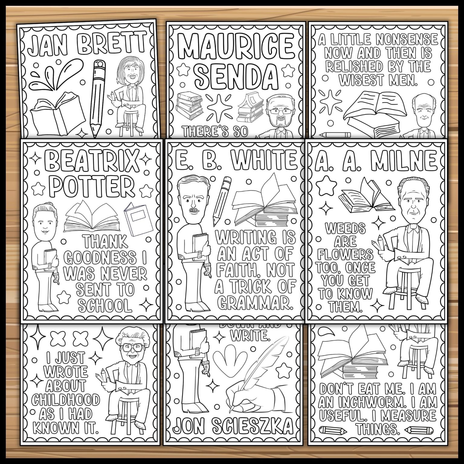 November National Authors Day Coloring Pages | Famous Author's Coloring ...