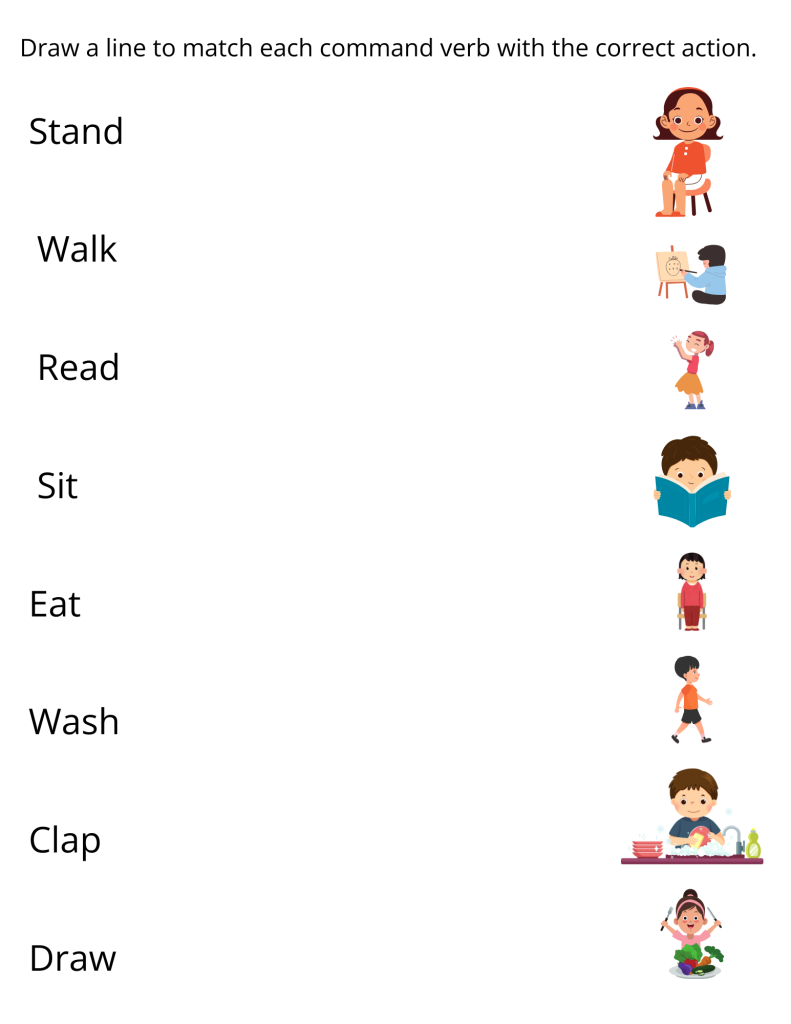 printable command verbs worksheet for grade 1 | Made By Teachers