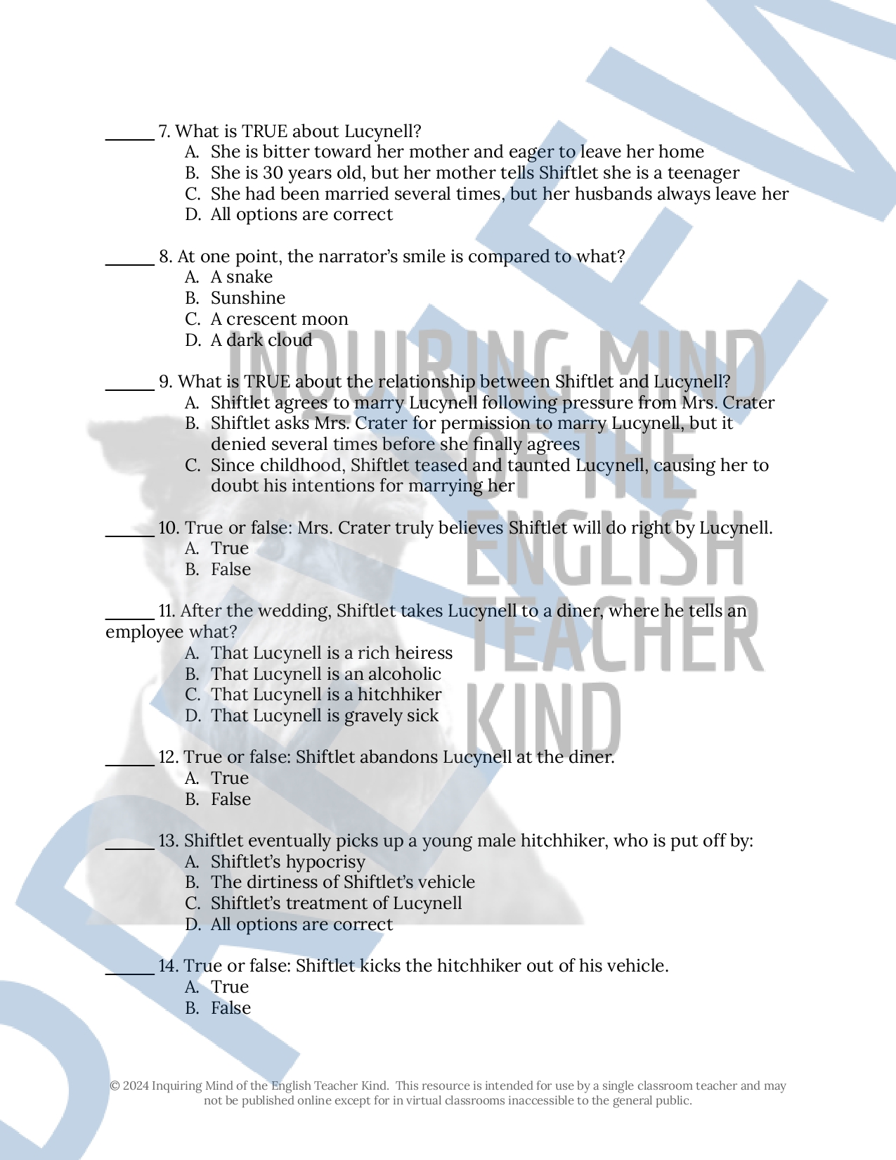 "The Life You Save May Be Your Own" Quiz, Close Reading, and Vocabulary ...