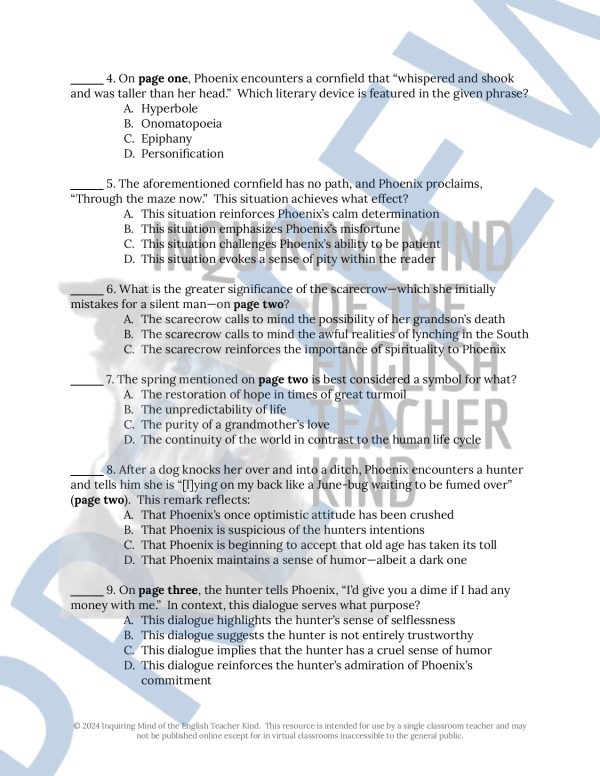 "A Worn Path" by Eudora Welty Close Reading Analysis Worksheet for High ...