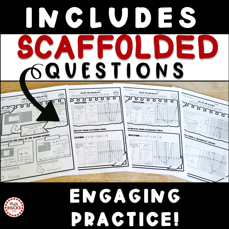 Introduction To Quadratic Functions Scaffolded Doodle Notes Worksheets ...