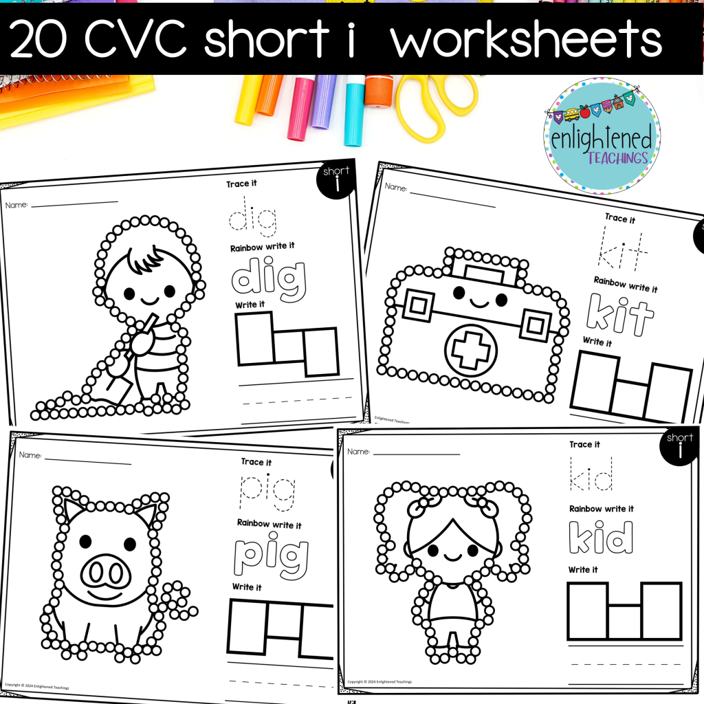 CVC Q-tip Painting - CVC Short i Worksheets - Short i CVC Word Work ...
