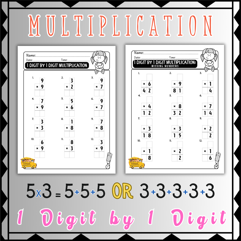 Single Digit Multiplication Worksheets: Multiply 1 Digit by 1 Digit ...