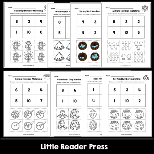 Number Matching Cut and Paste Worksheets - Made By Teachers