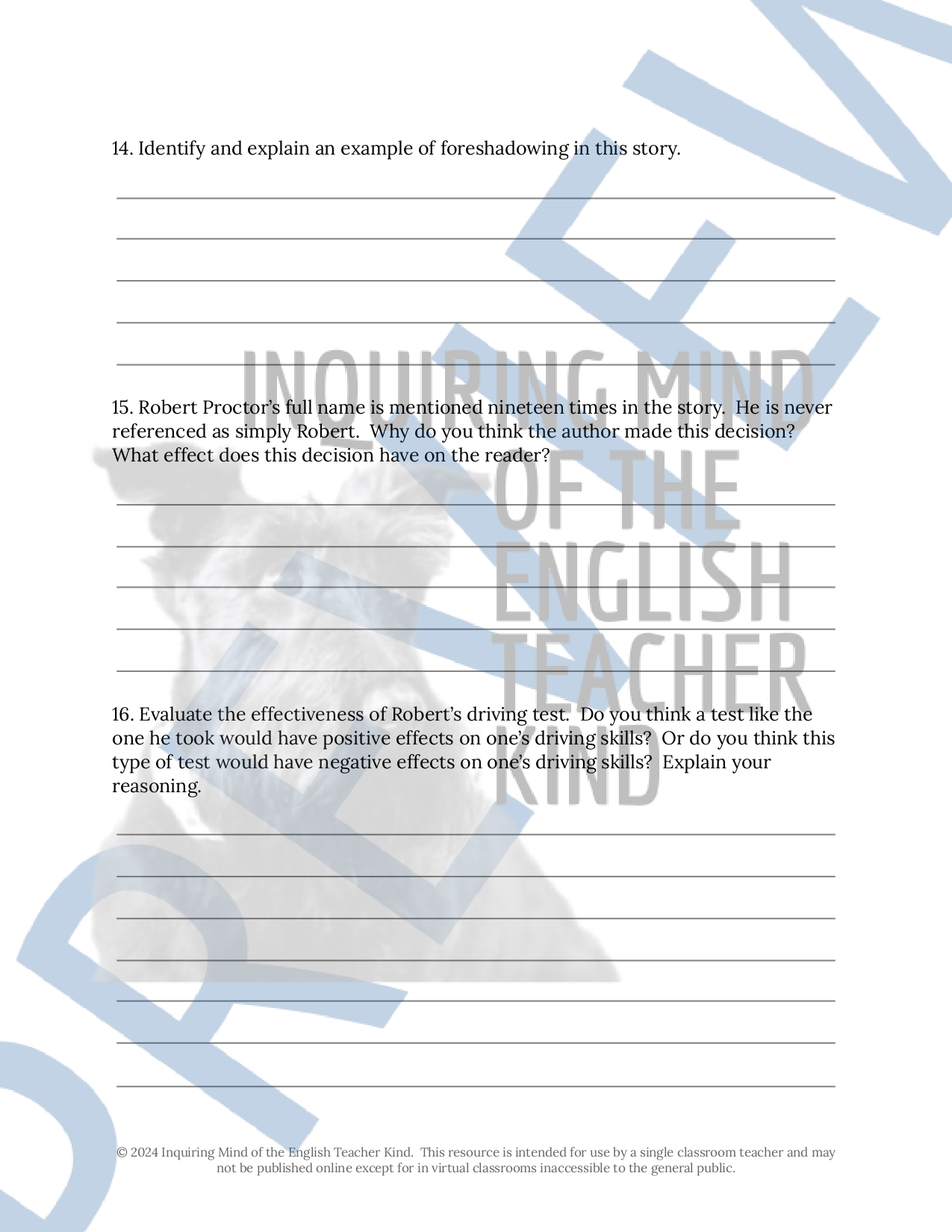 "The Test" by Theodore Thomas Quiz, Close Reading Activity, and ...