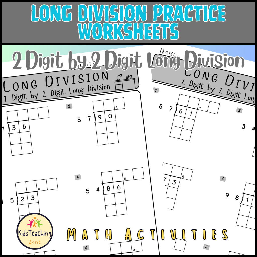 2 Digit by 2 Digit Long Division Worksheets Practice - Made By Teachers
