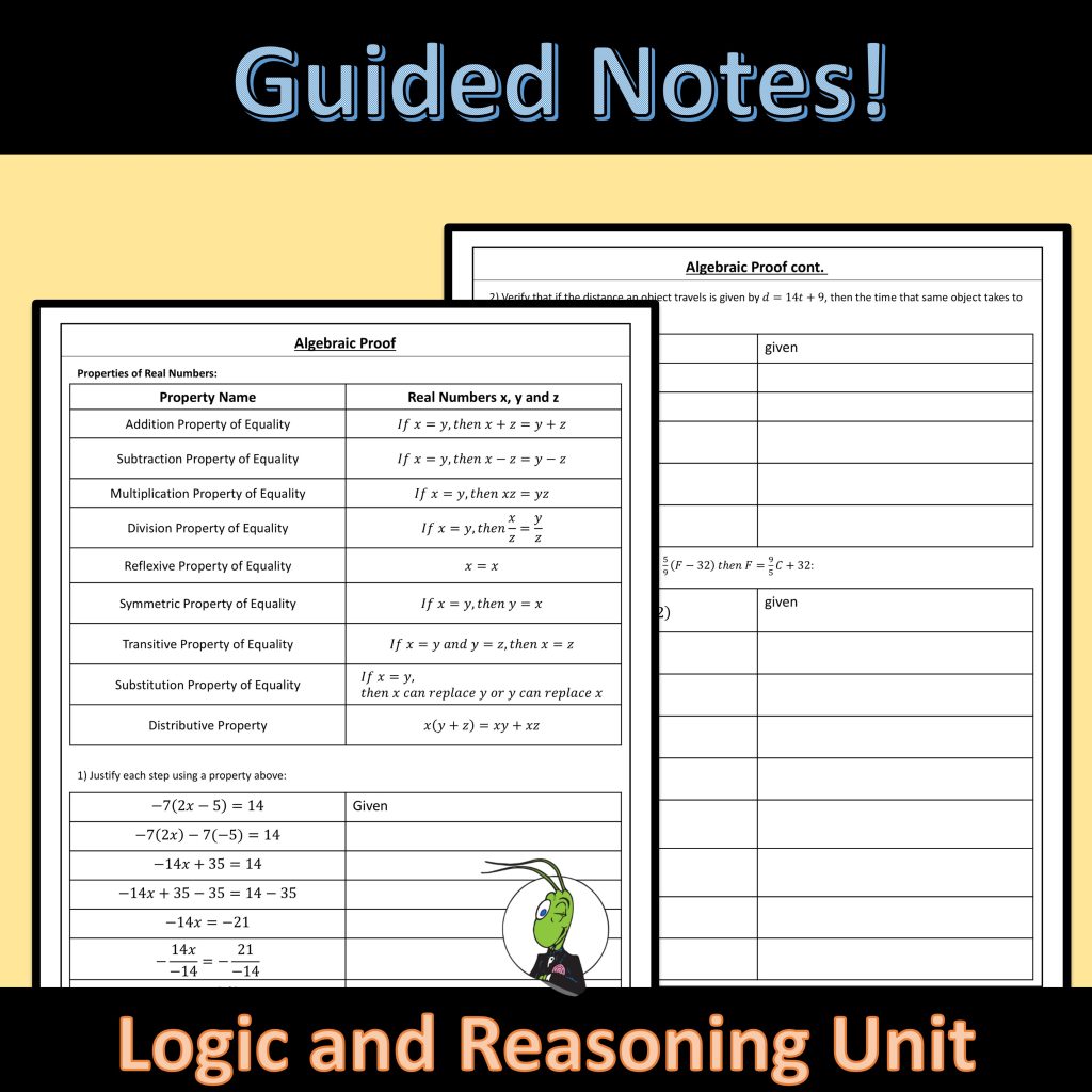 Algebraic Proofs Using Two Columns Geometry Guided Notes for Logic and ...