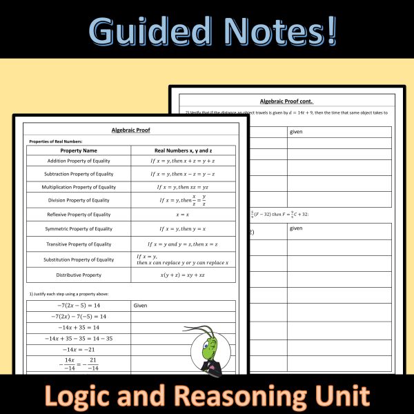Algebraic Proofs Using Two Columns Geometry Guided Notes for Logic and ...