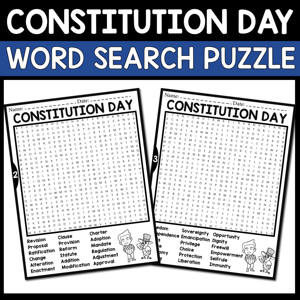 Constitution Day Word Search Puzzles Septembre Word Find Puzzle for ...