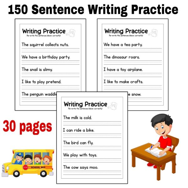 150 Sentence Writing Practice for 1st Graders - Made By Teachers