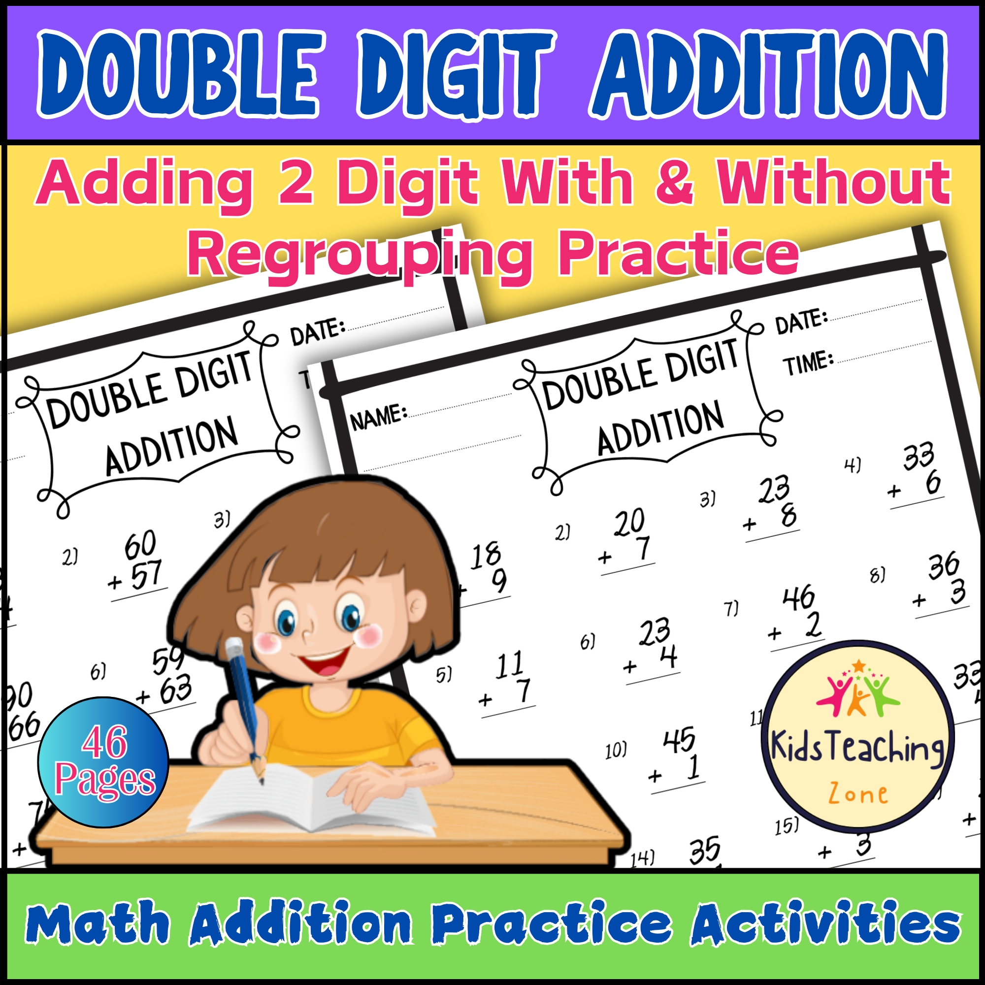 Two Digit Addition and Subtraction Math Worksheets With and Without ...