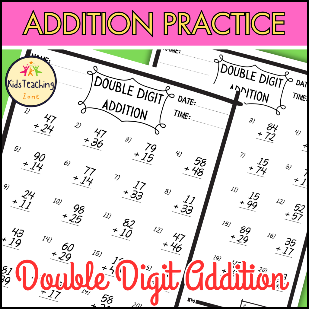 2 Double Digit Addition Worksheets With and Without Regrouping | Made ...