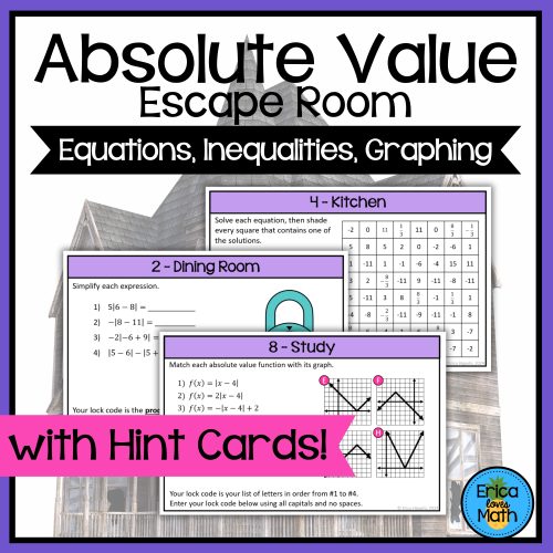 Absolute Value Equations, Inequalities, & Graphs Escape Room Activity ...