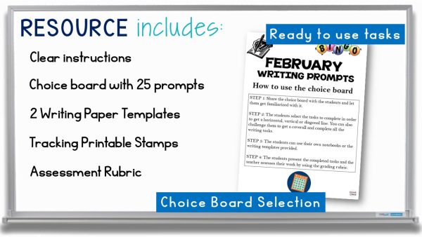 February Writing Prompts Bingo Creative Writing Morning Work Choice ...
