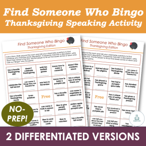 Halloween & Thanksgiving Find Someone Who Bingo - ESL Speaking ...