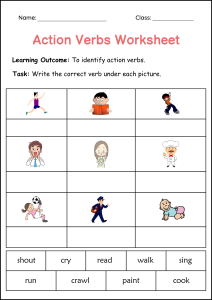 Printable Sentences Action Verbs Grammar Worksheets - Circle the Action ...