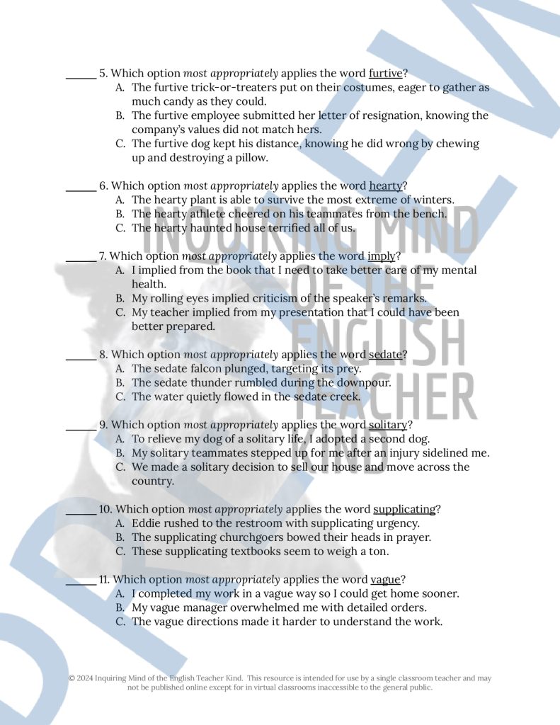 "The Californian's Tale" by Mark Twain Vocabulary Games for High School ...