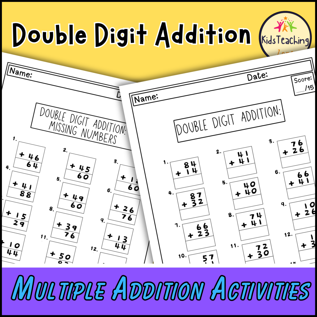 Double Digit Addition & Subtraction Worksheets With & Without ...