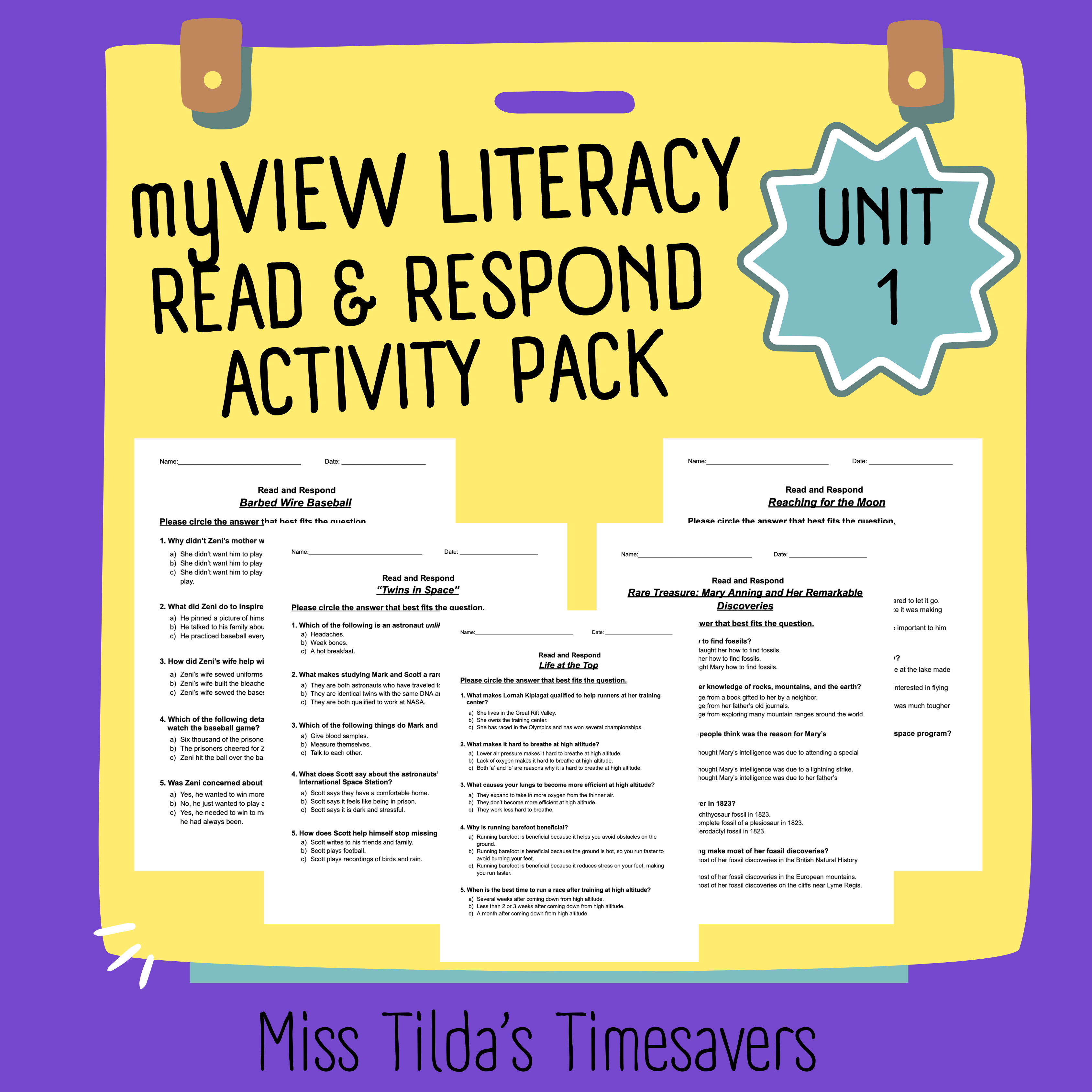 Read and Respond Activity Pack - myView Literacy 5 Unit 4 | Made By ...