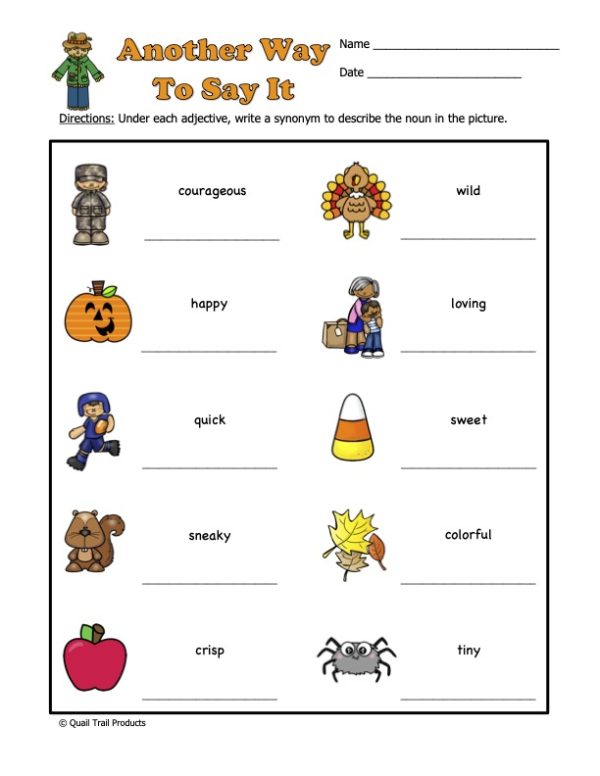 AUTUMN ADJECTIVES Worksheets and Activities - Made By Teachers