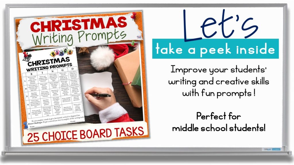 Christmas Writing Prompts Bingo Creative Writing Morning Work Choice ...